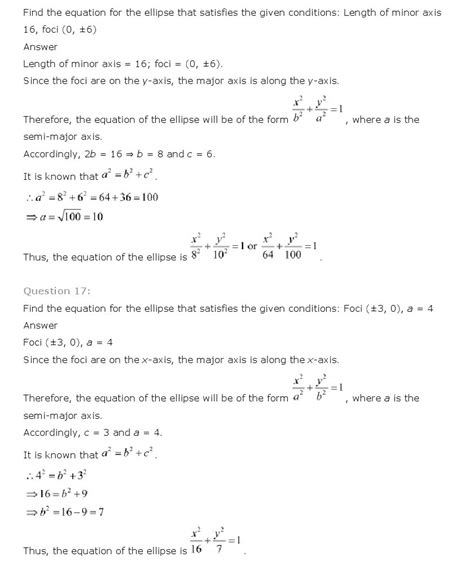 Conic Sections Class 11 Mathematics Ncert Solutions