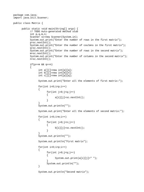 Java Matrix Problem Pdf Computer Programming Linear Algebra