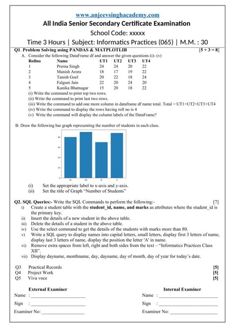 Cbse Class 12 Ip 065 Aissce Practical Examination Question Paper