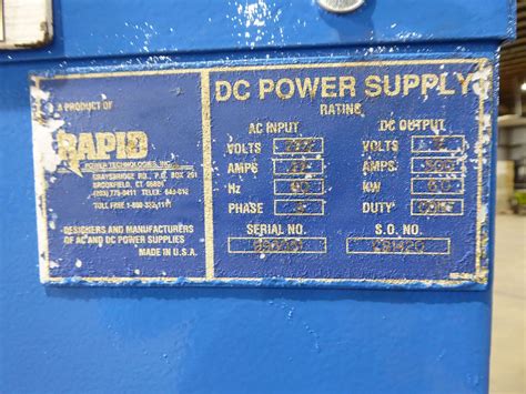 500 Amp Rapid 12 Volt Rectifier R3259 Lanco Corporation Used Industrial Equipment