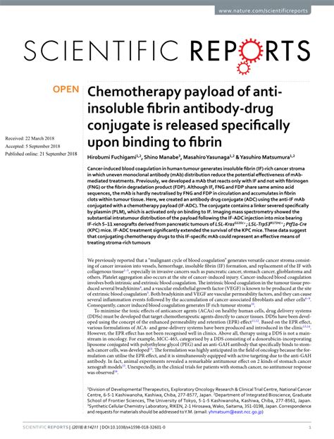Pdf Chemotherapy Payload Of Anti Insoluble Fibrin Antibody Drug