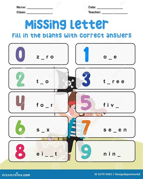 Write The Missing Letters About Numbers Missing Letters Worksheet