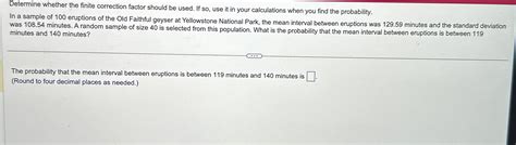 Solved Determine Whether The Finite Correction Factor Should