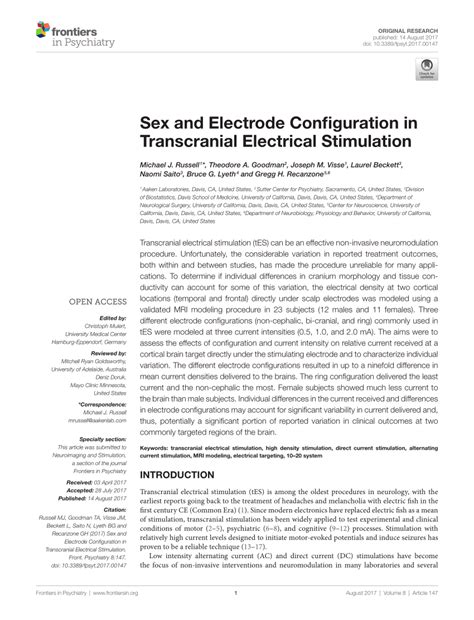 Pdf Sex And Electrode Configuration In Transcranial Electrical