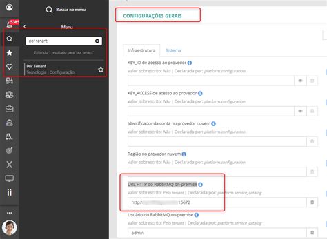 rms configurações gerais localizar url do rabbitmq senior
