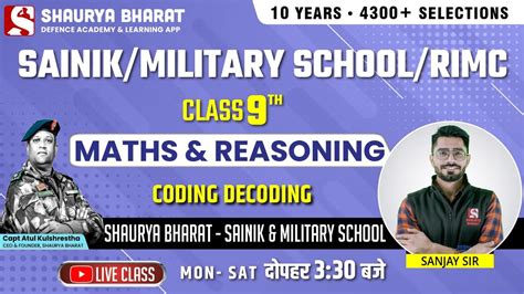 class 9th 🔴coding decoding reasoning sainik military school rimc