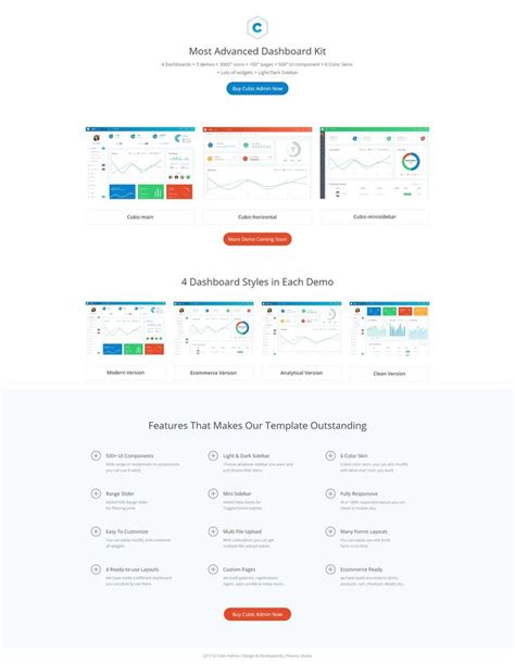 Cubic Admin Dashboard Ui Kit Framework With Front End Templates Dashboard Ui Dashboard