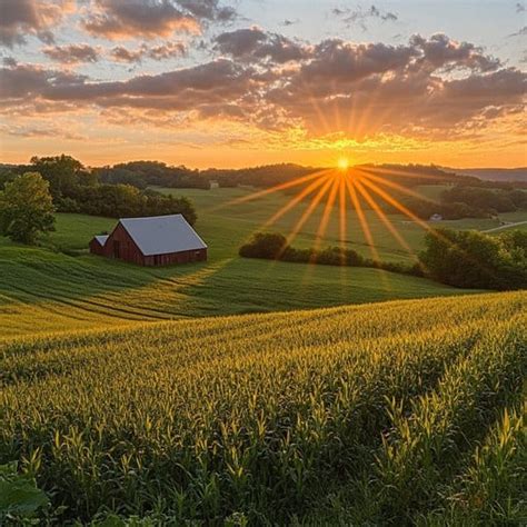 Free Sunset Over Farm Image Sunset Farm Agriculture Download At
