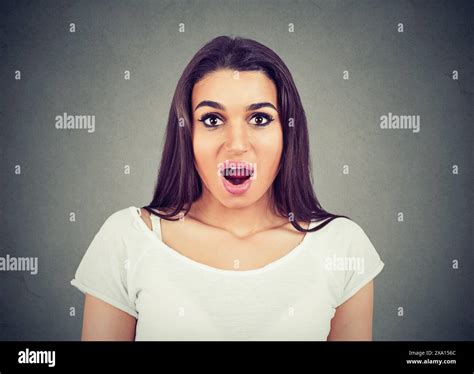Surprise Astonished Woman Closeup Portrait Woman Looking Surprised In