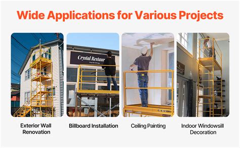 6ft Scaffolding Safety Guard Rail System For Baker Style Scaffolding Yellow Vevor Us