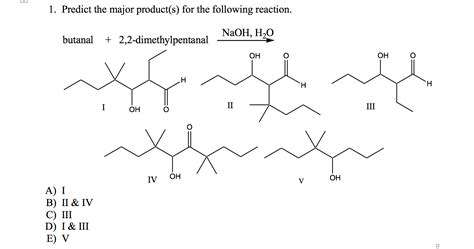 Solved 1 Predict The Major Products For The Following