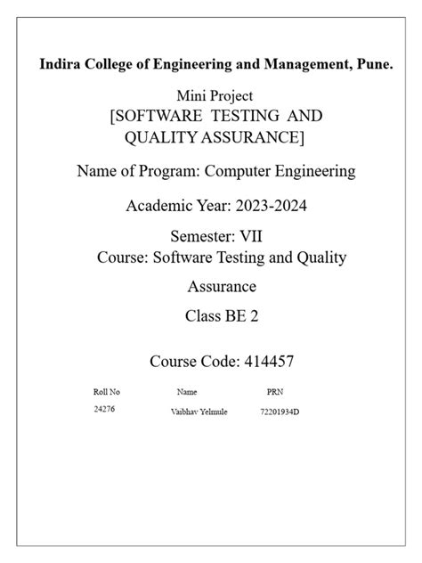 Final Stqa Miniproject 2 1 Pdf