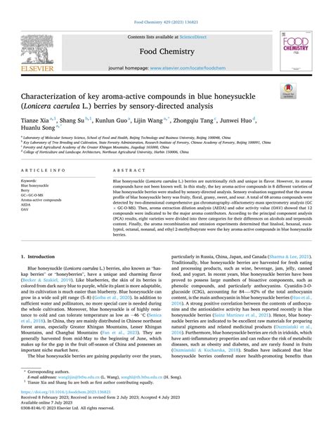 Pdf Characterization Of Key Aroma Active Compounds In Blue
