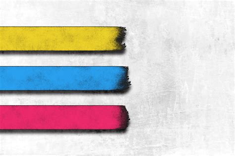 수평 빈 빈 질감의 예술적 복고풍 그런 지 벽 멀티 배경에 배너 템플릿 흰색 색상베이스와 낙서와 같은 노란색 파란색 및 빨간색으로 얼룩진 페인트 스트로크 로어 서드에 대한