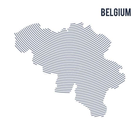 Vector Abstract Hatched Map Of Belgium With Curve Lines Isolated On A White Background Stock