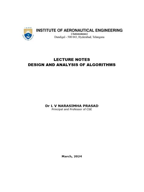 Daa Lecture Notes Pdf
