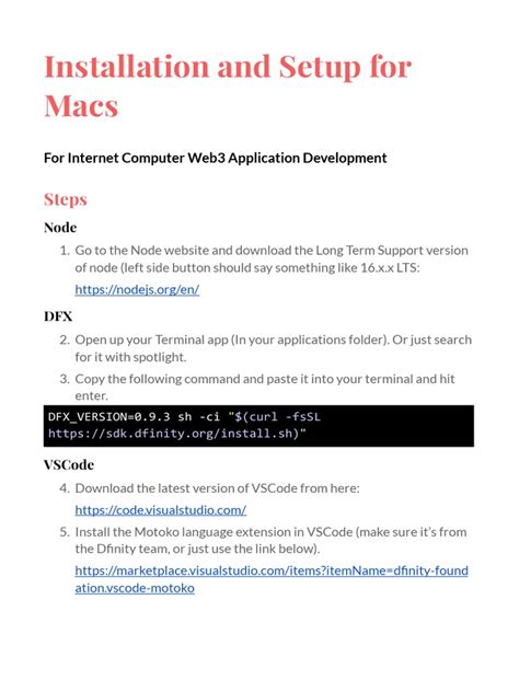 installation and setup for macs pdf