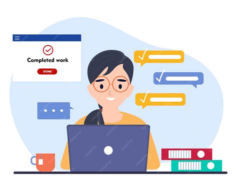 Premium Vector Happy Woman Completed Task Successful Well Done Work