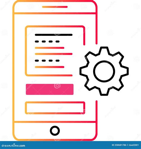 Mobile Setting Outline Icon Vector Phone App Gear Stock Vector