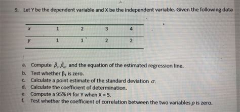 Solved Let Y Be The Dependent Variable And X Be The Chegg Com