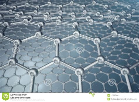 3d Rendering Abstract Nanotechnology Hexagonal Geometric Form Close Up Concept Graphene Atomic