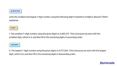 solved write the smallest and largest 7 digit number using the