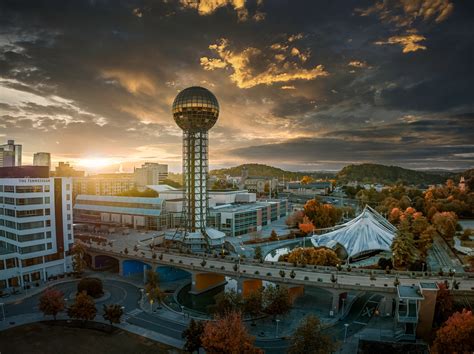 Downtown Knoxville Sunsphere In Fall Sunsetsunrise Printcanvas