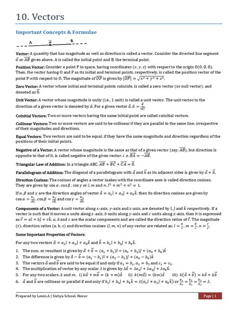 10 Vectors Pdf Euclidean Vector Line Geometry