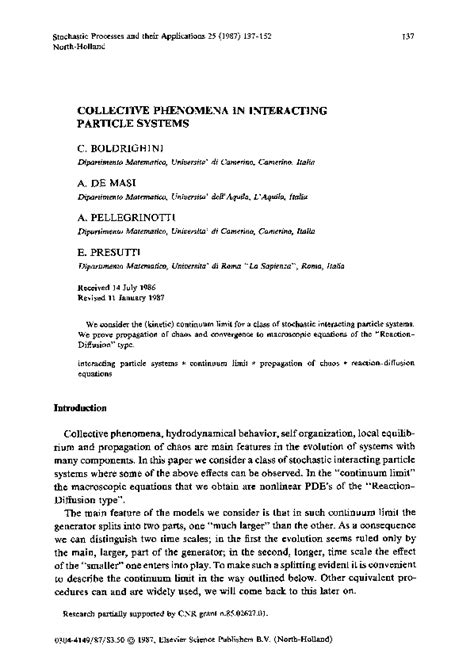 Pdf Collective Phenomena In Interacting Particle Systems Carlo Boldrighini