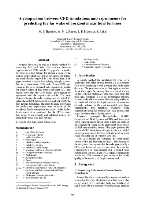 Pdf Comparison Between Cfd Simulations And Experiments For Predicting The Far Wake Of