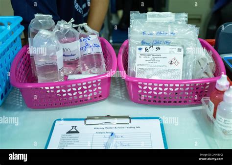 Plastic Baskets In A Water Testing Laboratory In Cambodia Containing
