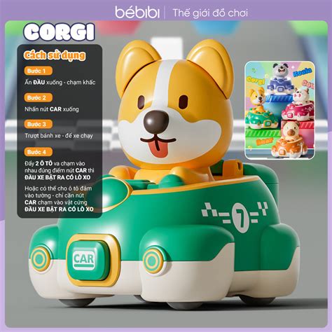 Xe ô Tô Cho Trẻ Bebibi Có Lò Xo ở Cổ Khi Va Chạm Lò Xo Sẽ Bật Ra