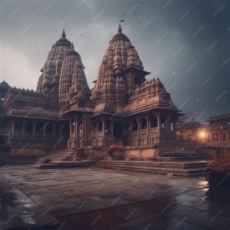 Premium Photo Night View Of Beautiful Cinematic Shot Of Ram Mandir Ayodhya