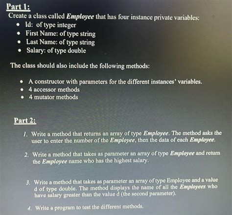 Solved Part 1 Create A Class Called Employee That Has Four