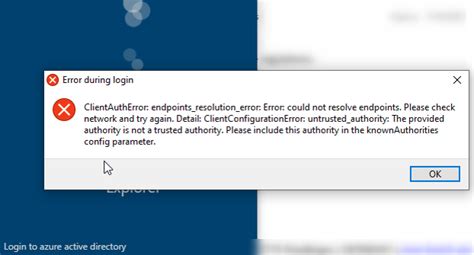 Authentication Error In Msal · Issue 2350 · Azurebatchexplorer · Github