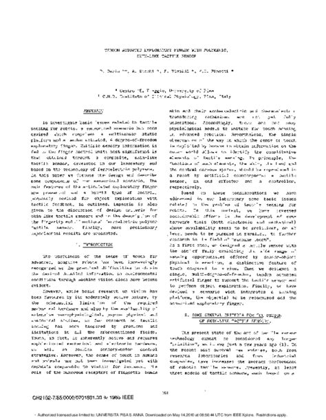 Pdf Tendon Actuated Exploratory Finger With Polymeric Skin Like Tactile Sensor