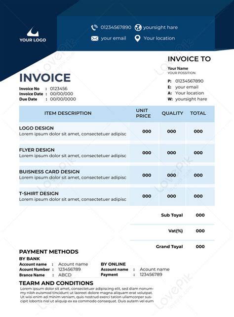 Invoice Template Imagepicture Free Download 450116814