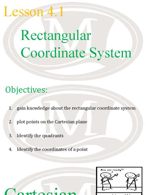 Lesson 41 Rectangular Coordinate System Pdf Cartesian Coordinate System Analytic Geometry