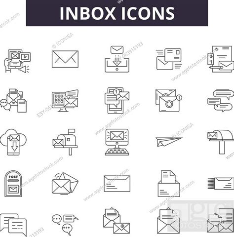 Inbox Line Icons Signs Vector Set Outline Concept Linear Illustration Stock Vector Vector