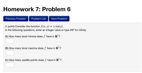 Solved Homework 7 Problem 6 Previous Problem Problem List