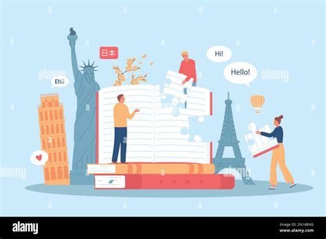 Language Course Flat Composition With Notebook And Country Symbols