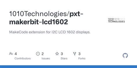 github 1010technologies pxt makerbit lcd1602 makecode extension for