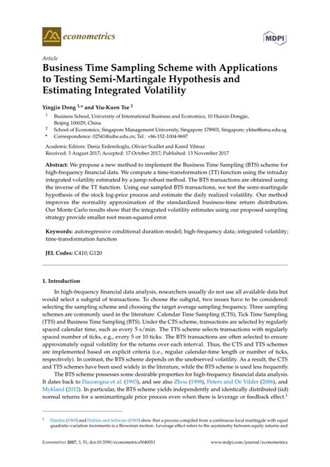 pdf business time sampling scheme with applications to testing semi