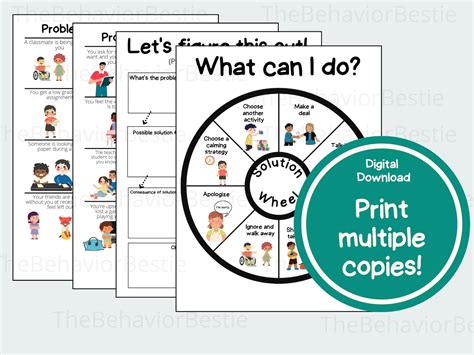 Problem Solving Reflection Sheet Scenarios And Solution Wheel Pdf Download Etsy