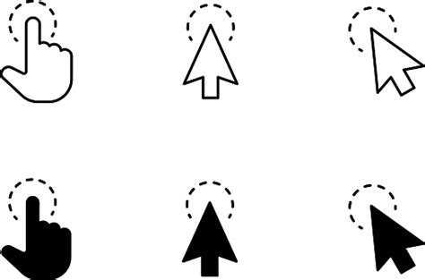 Mouse Click Cursor And Loading Icon For Web Computer Mobile App Or Ui Design Mouse Pointer Black