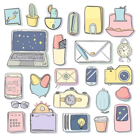 Cute Laptop Planner Sticker Set Premium Ai Generated Image