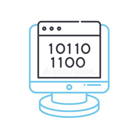 Binary Code Line Icon Outline Symbol Vector Illustration Concept Sign Stock Vector