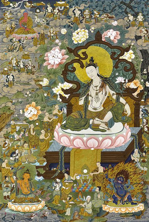 Bodhisattva Avalokiteshvara With Manjushri And Vajrapani Painting By