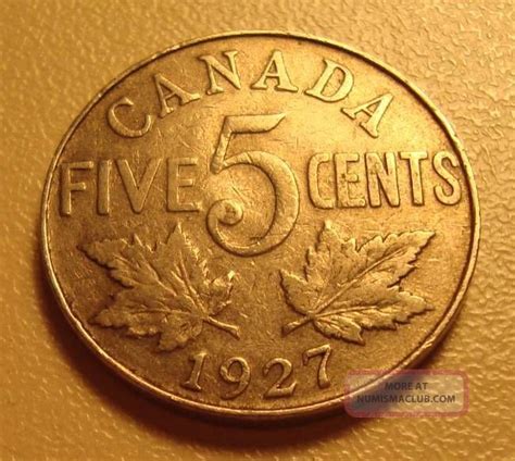 1927 Canada Five Cent Coin 1927 5 Cent Average Circulated Our 02