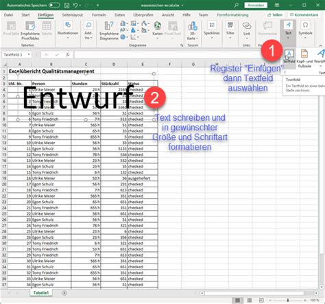 Wasserzeichen In Excel Tabelle Einfügen